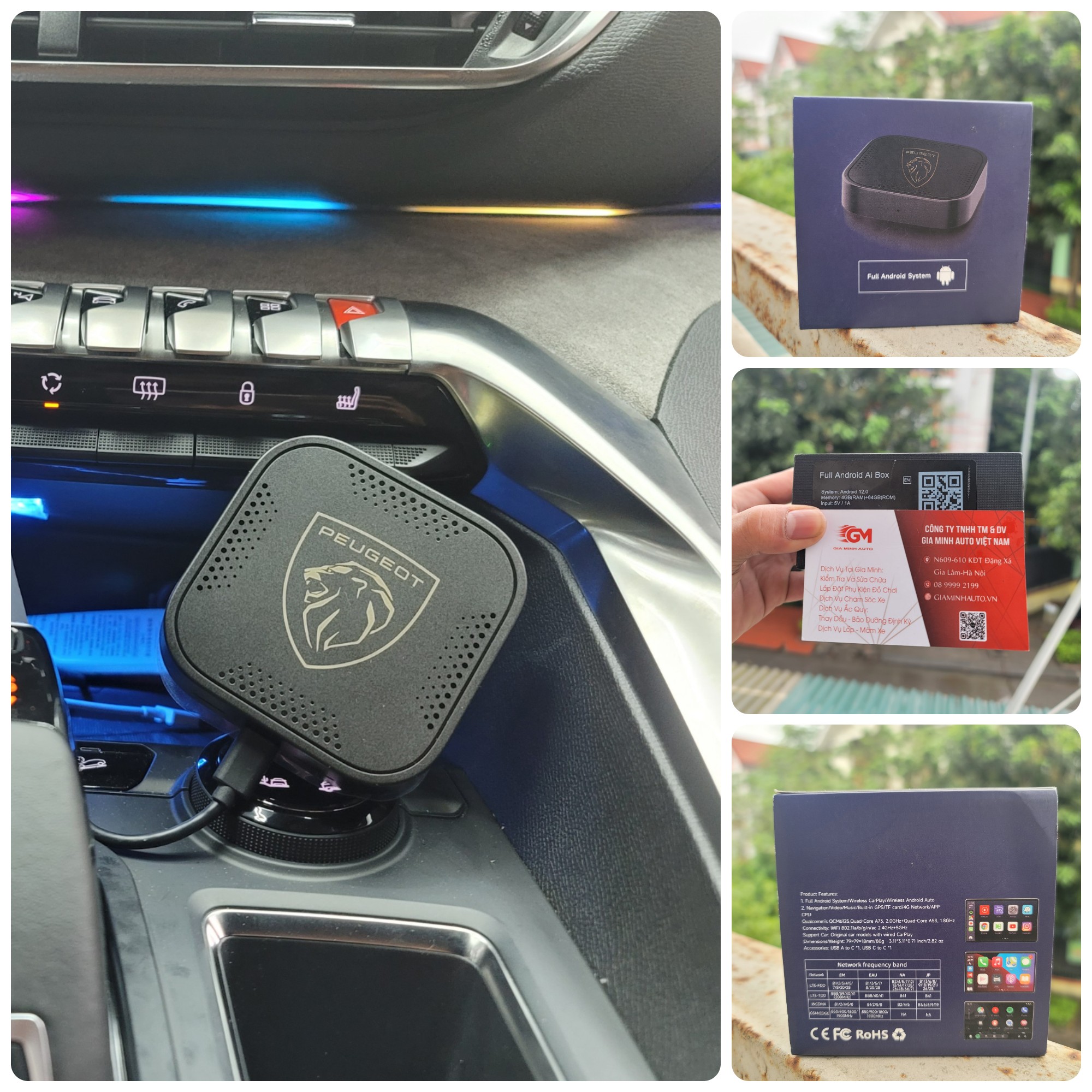 Bộ androi box cho xe Peugeot xem tivi youtube